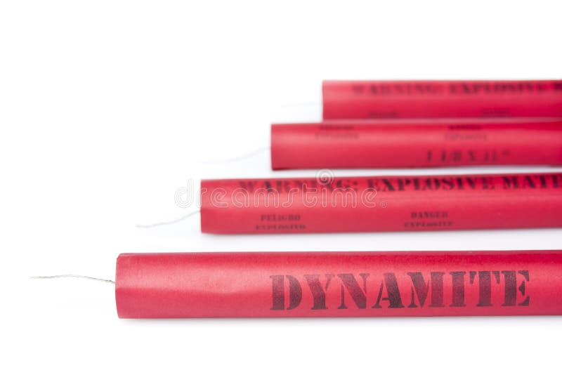Lit Dynamite Stick on a Blue Background Stock Photo - Image of weapon ...