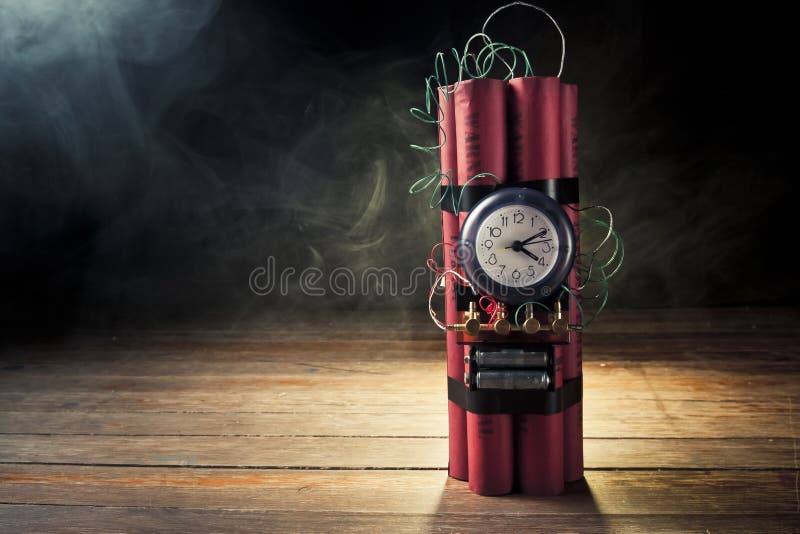 Dynamite Time Bomb on a Black Background Stock Image - Image of ...