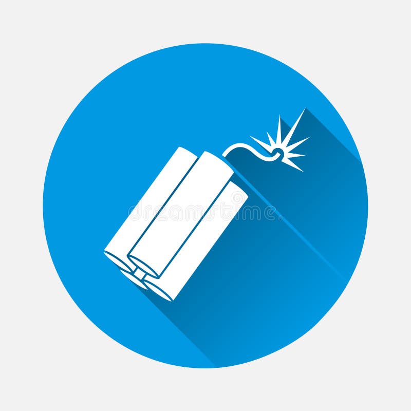 Dynamite Vector Icon on Blue Background. Flat Image with Long Shadow ...
