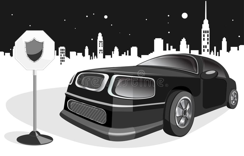 Dyr svart bil vektor illustrationer. Illustration av salong - 18589805