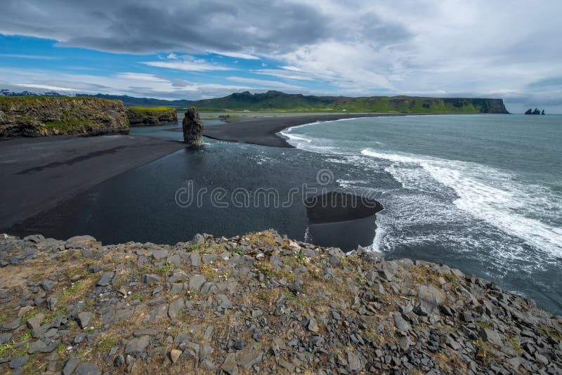 Dyrholaey Beach and Cliffs stock photo. Image of rock - 59326844