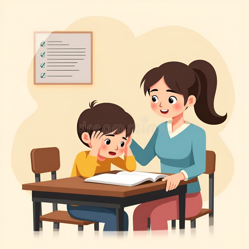 Reading Difficulties Dysgraphia and Dyslexia, Flat Vector Illustration ...