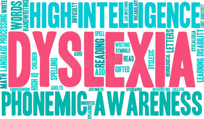 Dyslexia Word Cloud stock vector. Illustration of disability - 108486240