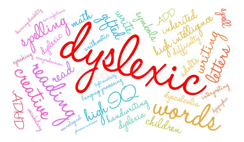 Dyslexic Word Cloud stock illustration. Illustration of learning ...