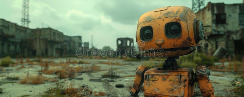 Dystopian Rusty Robot World Stock Illustration - Illustration of ...