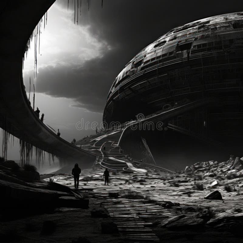 Destroyed Alien Architecture, Apocalypse on an Unknown Planet Stock ...