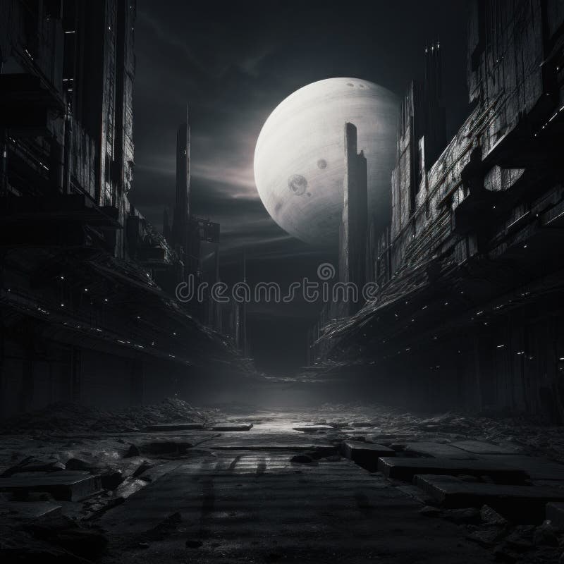 Destroyed Alien Architecture, Apocalypse on an Unknown Planet Stock ...