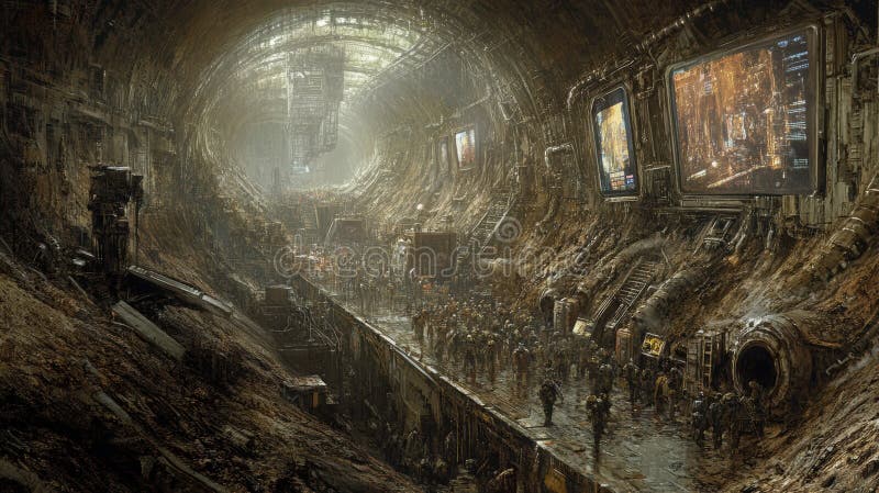 Dystopian Underground Cityscape Stock Illustration - Illustration of ...