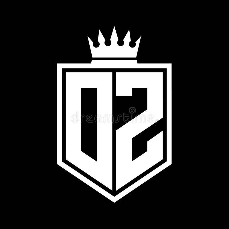 DZ Logo Monogram Bold Shield Geometric Shape with Crown Outline Black ...