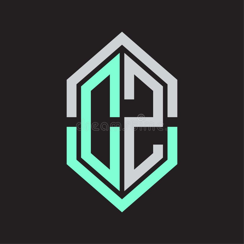 DZ Logo Monogram with Hexagon Shape and Outline Slice Style Stock ...