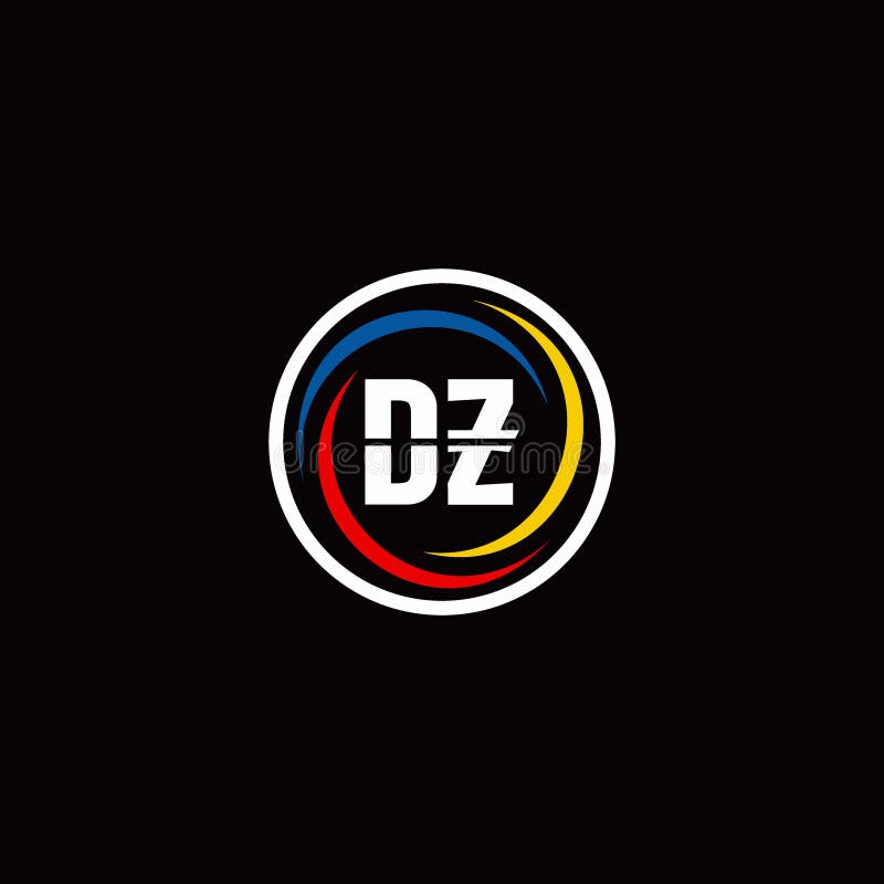DZ Monogram Logo Isolated on Circle Shape with 3 Slash Colors Rounded ...