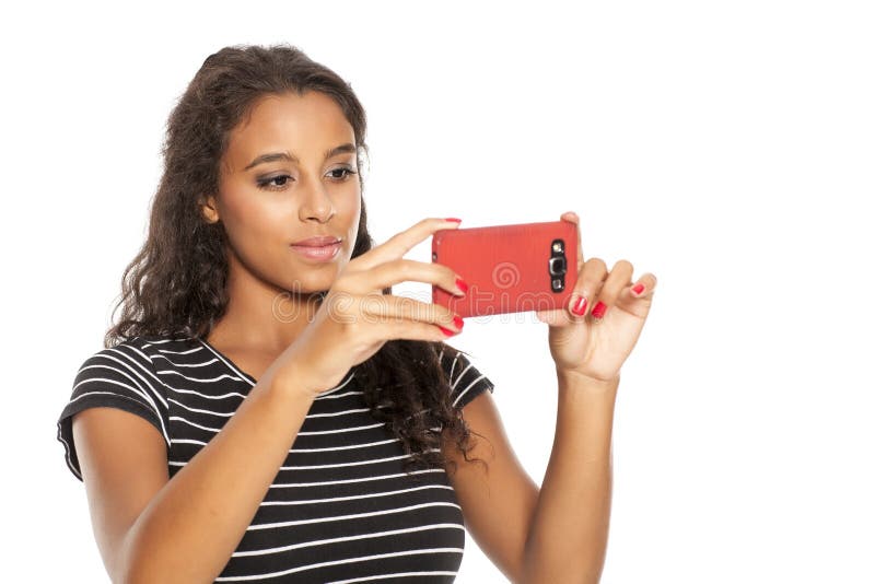 Dziewczyna Robi Selfie Obraz Stock Obraz Złożonej Z Czerń 101221331