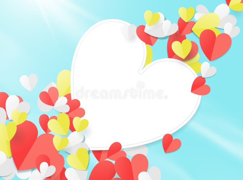Día De San Valentín Con Elementos De Papel En Forma De Corazón Volando