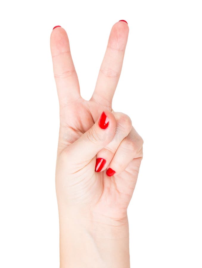 Żeńscy ręki dwa palce zdjęcie stock. Obraz złożonej z studio - 34009484