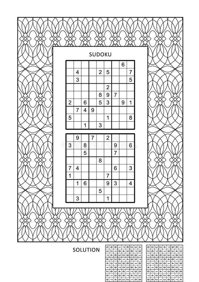 Puzzle and Coloring Activity Page for Adults Vector Illustratie ...