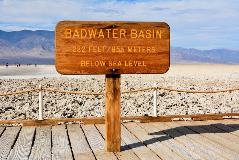 Badwater Basin Sign in the Death Valley National Park in USA ...