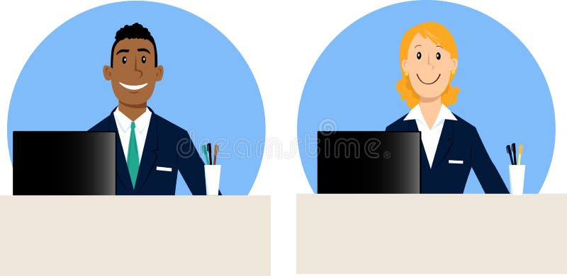 Cartoon Characters of Bank Employees Vektor Illustrationer ...