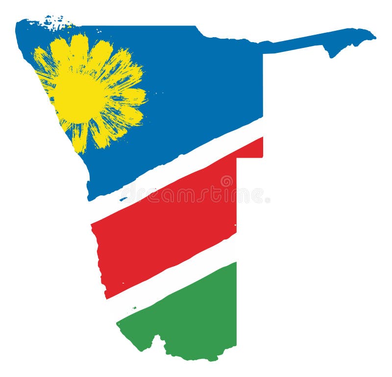 Namibia Flag & Map Vector Hand Painted with Rounded Brush Vektor ...
