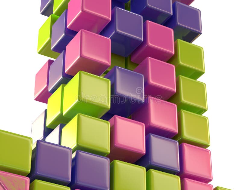 Abstract Color Cubes Block Array 3d Illustration Stock Illustratie ...
