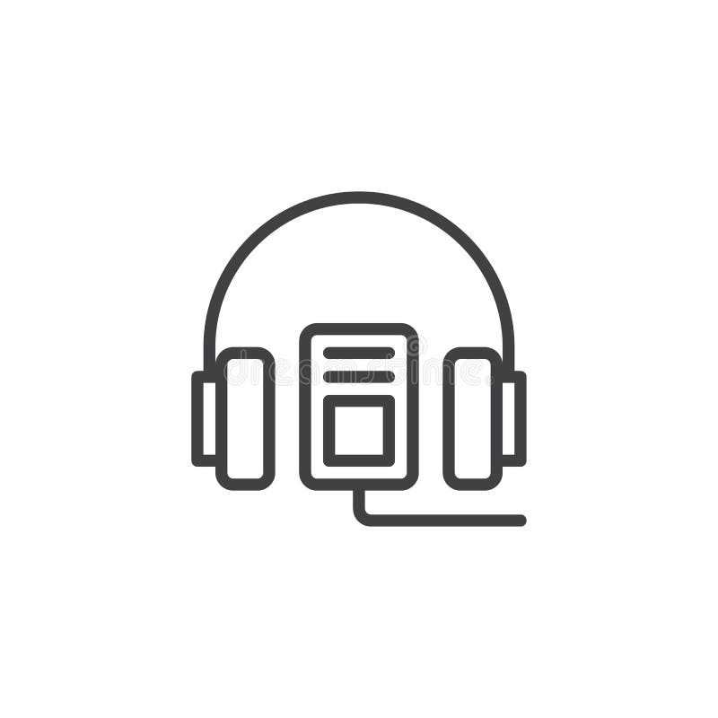 Audio guide outline icon vector illustratie. Illustration of speler ...