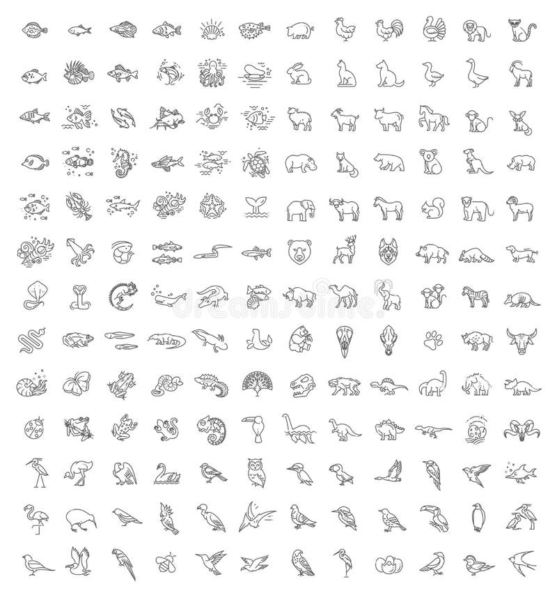 Line Animals Consepts, Icons Set Иллюстрация вектора - иллюстрации ...