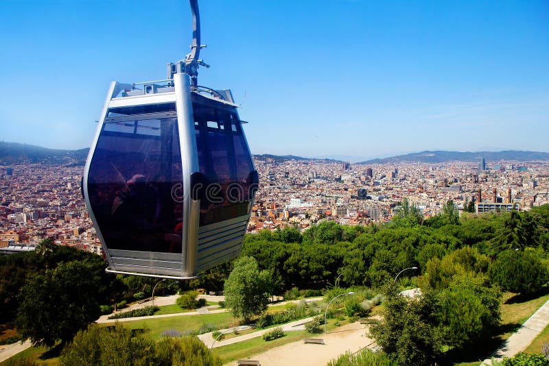 Barcelona, Spain, City View From The Montjuic Funicular. Fotografia ...