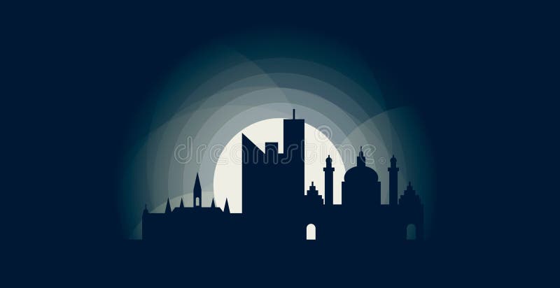 Vienna City Skyline Silhouette Vector Logo Illustration Illustrazione ...