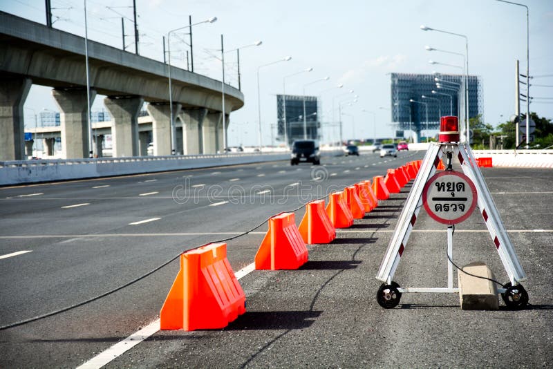 Stop Road Sign on a Highway Stockbild - Bild von verkehr, datenbahn ...