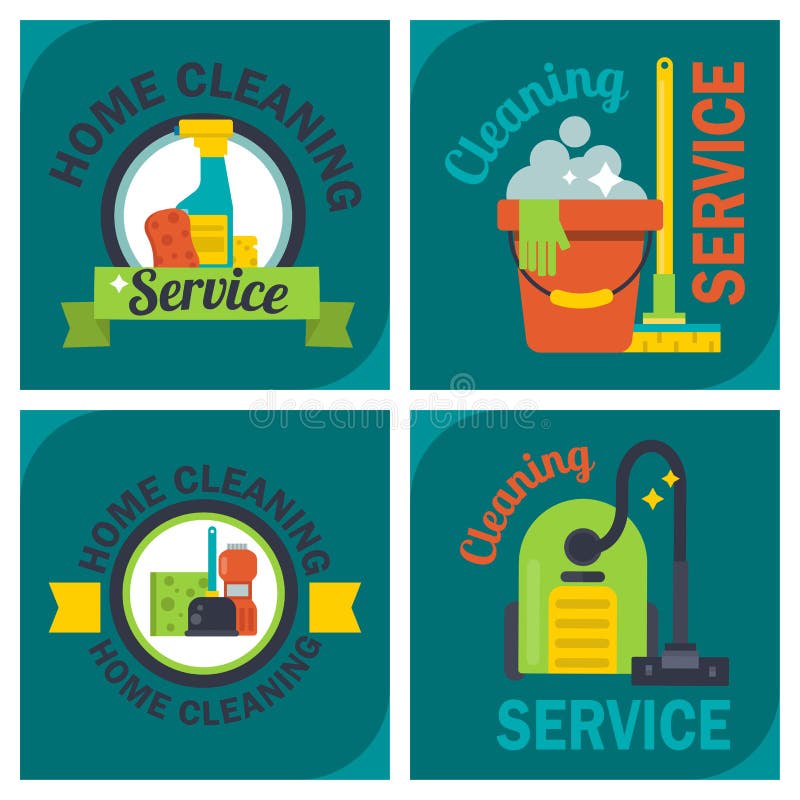 Cleaning Service Emblems Labels Design Home Household Symbol Work Brush ...