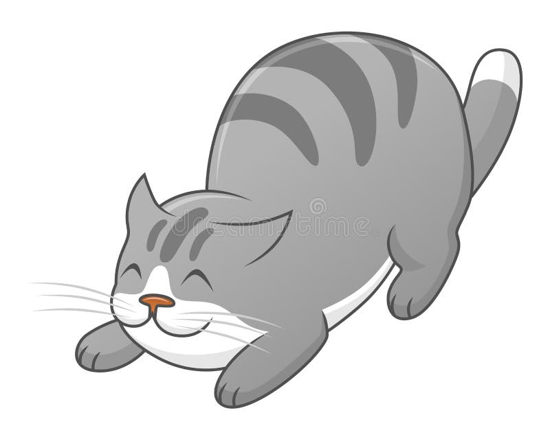 Cartoon Cute Stretching Cat Vector Illustratie - Illustration of ...