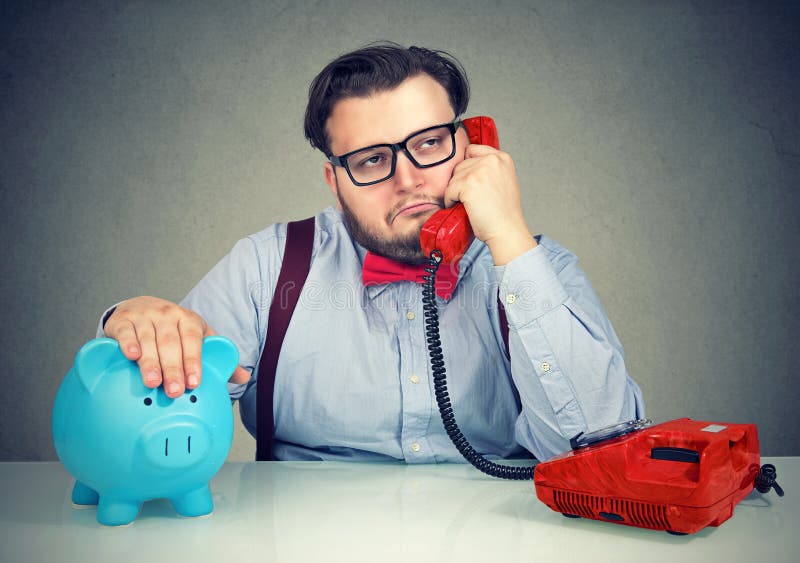 Bored Business Man Having Phone Call Obraz Stock - Obraz złożonej z ...