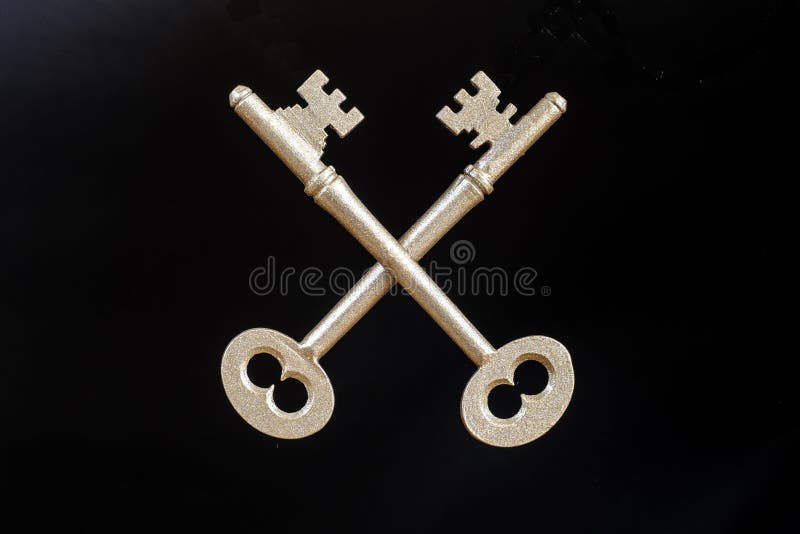 Golden Crossed Keys stock afbeelding. Image of twee - 130577469