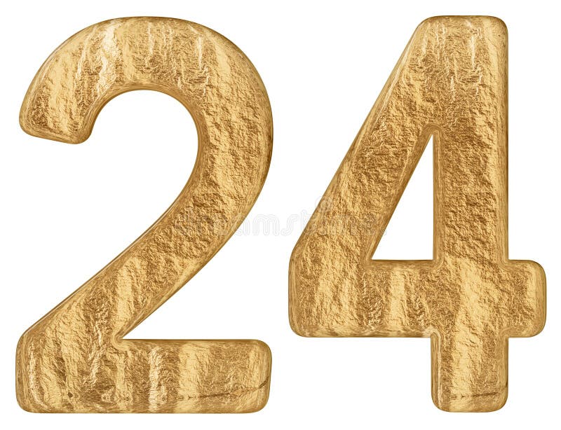 Gold Metal Numero 24 24 Isolati Su Fondo Bianco, Rendering 3d ...