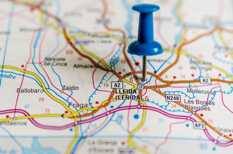Lleida on map stock foto. Image of achtergrond, cartografie - 134632800