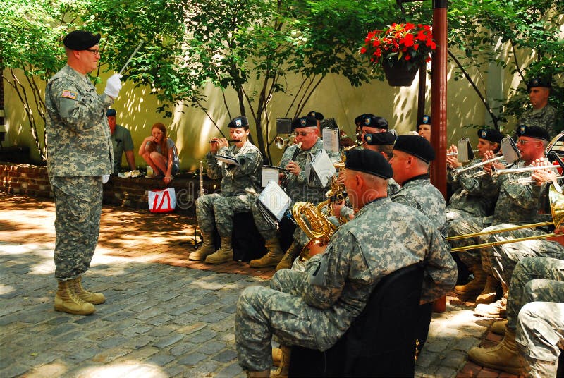 Conducting a Brass Military Band Redaktionell Fotografering för ...