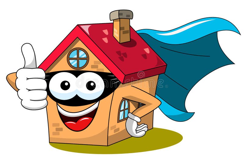 Happy House Cartoon Funny Character Superhero Masked Isolated ...