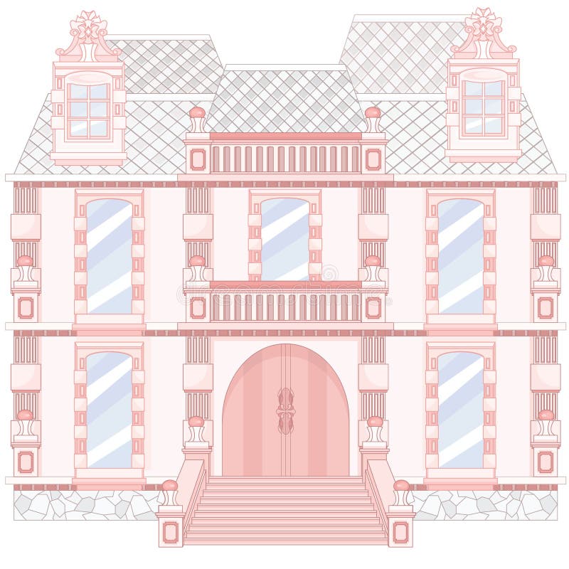 Cartoon Magic Royal Pink Palace Vektor Abbildung - Illustration von ...