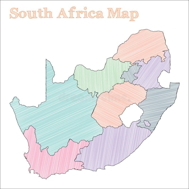 South Africa Hand-drawn Map. Vektor Abbildung - Illustration von ...