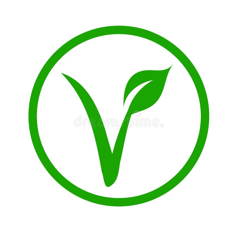 Universal Vegetarian Symbol- the V-label- V with a Leaf Ilustración del ...