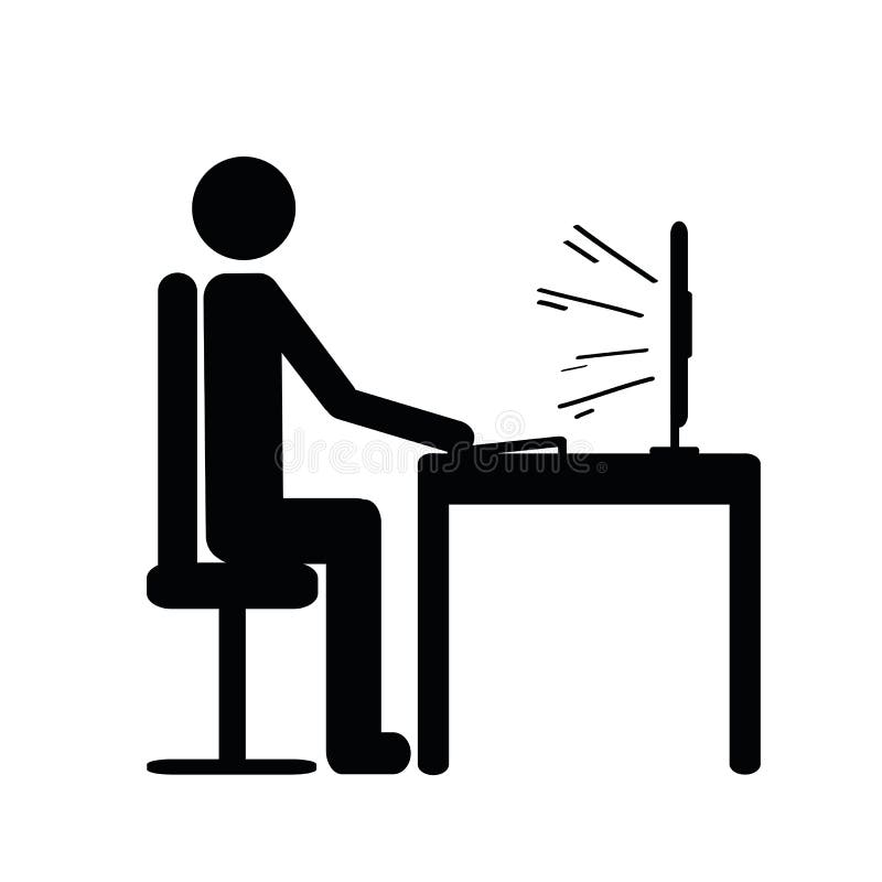 Pictogram of a Man Sitting Behind a Computer Icon Working Man ...
