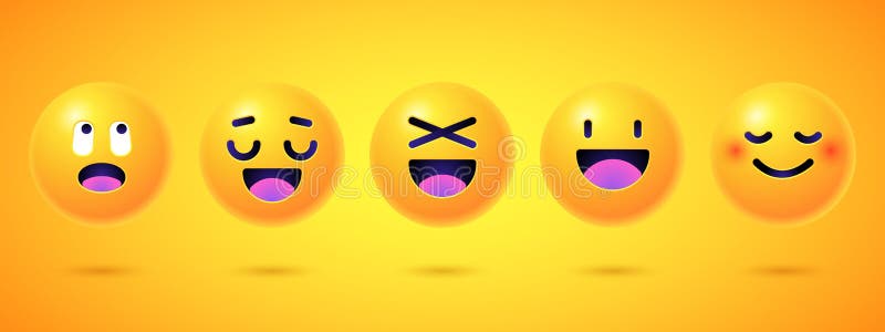 Round Emoticons Yellow Emoji Faces Emoticon Smile, Digital Smiley ...