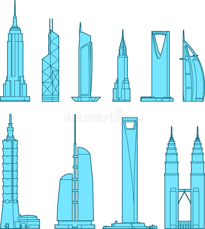 Tall Building Business Skyscraper Antenna Tower Icons 库存例证 - 插画 包括有 商业 ...