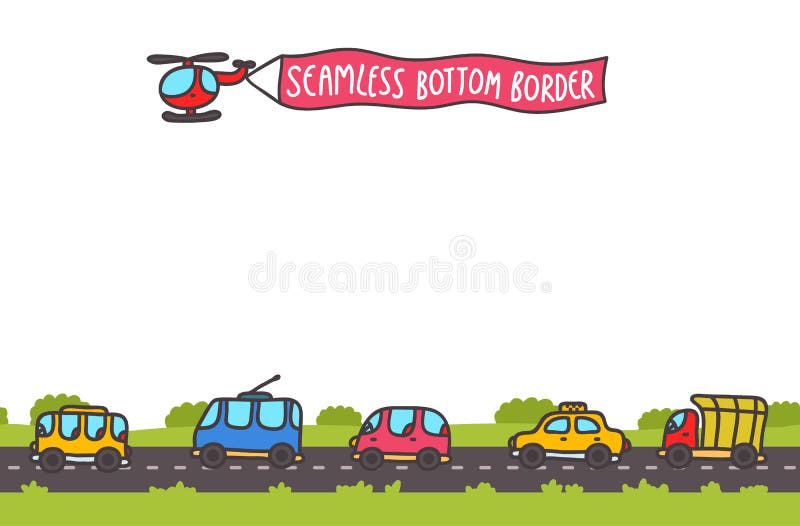 Hand Drawn Transport Bottom Seamless Border Ilustración del Vector ...