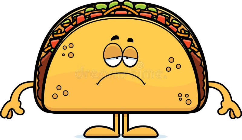 Sad Cartoon Taco vektor abbildung. Illustration von karikatur - 52396184