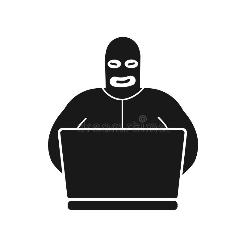 Hacker Icons in Black and White Ilustração Stock - Ilustração de homens ...
