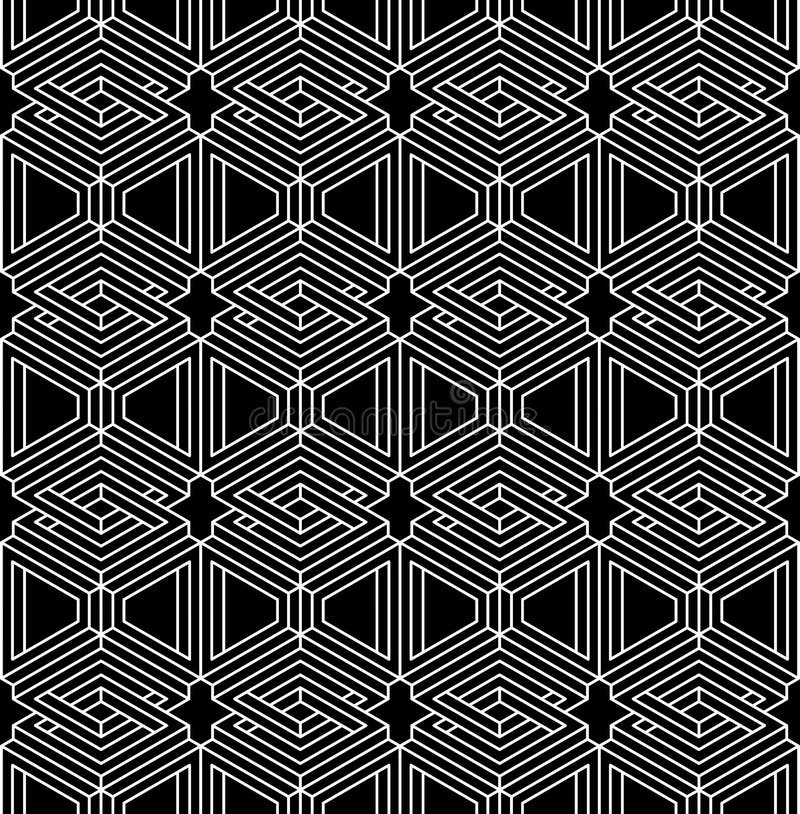 Geometric Seamless Pattern, Endless Black and White Vector Regular ...