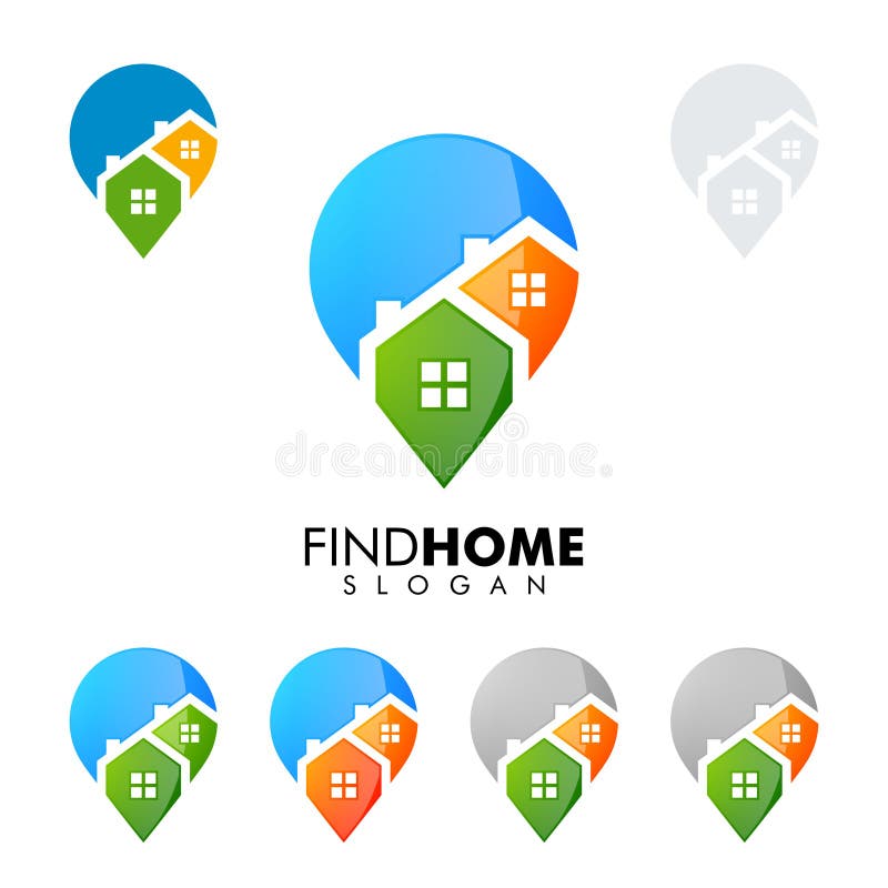 Home Pin Logo, Represented Real Estate Vector Logo Design Ilustração do ...