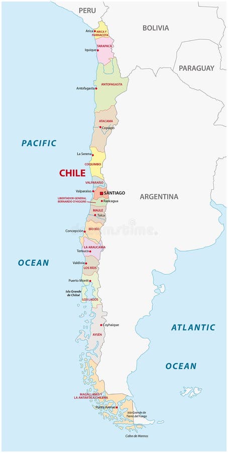Chile Administrative and Political Map Ilustração do Vetor - Ilustração ...
