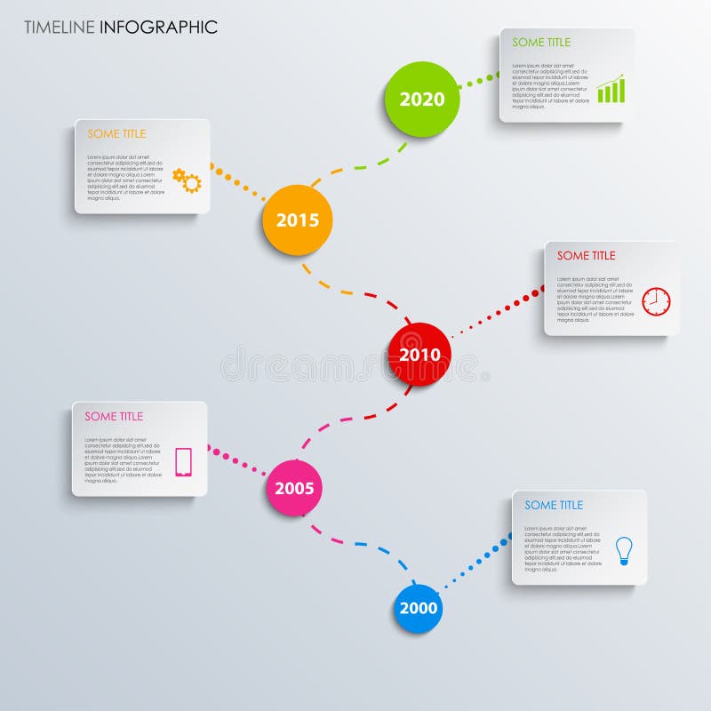 Time Line Info Graphic with Colorful Arches and Labels Ilustração do ...