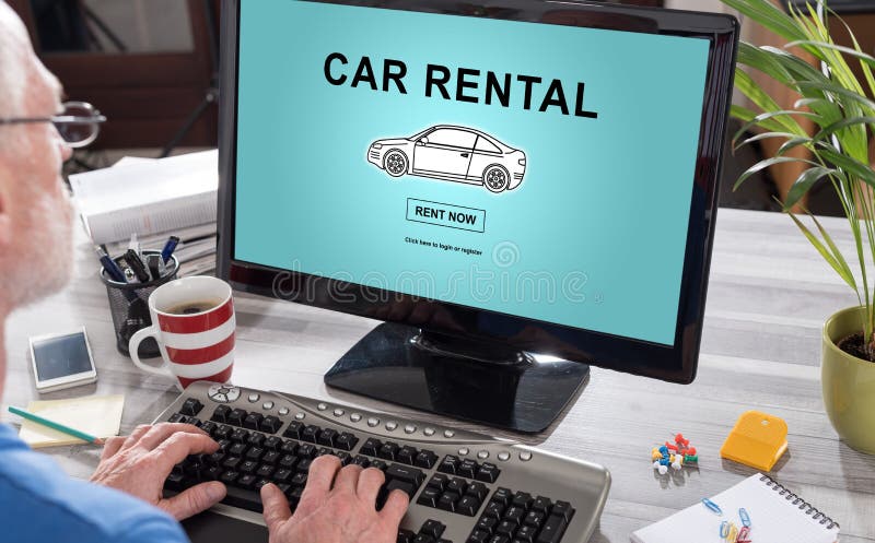 Car Rental Concept on a Computer Stock Foto - Image of bureau, website ...